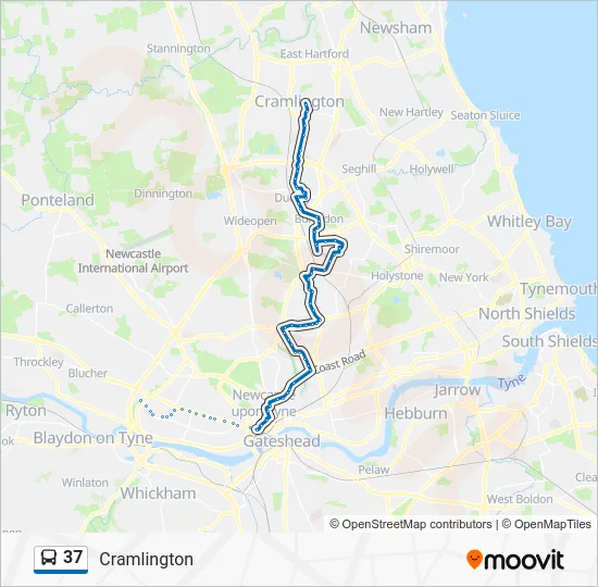 37 Route: Schedules, Stops & Maps - Cramlington (Updated)