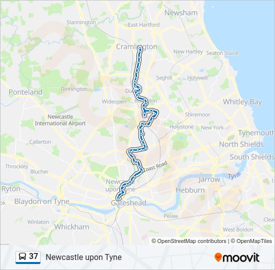 37 Route: Schedules, Stops & Maps - Newcastle upon Tyne (Updated)