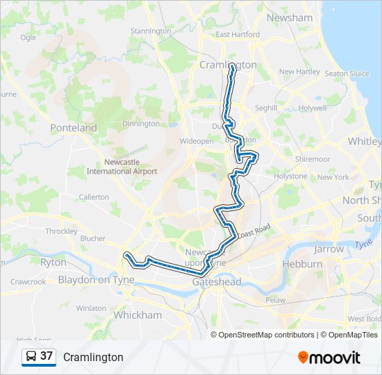 37 Route: Schedules, Stops & Maps - Cramlington (Updated)