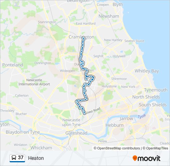 37 Route: Schedules, Stops & Maps - Heaton (Updated)