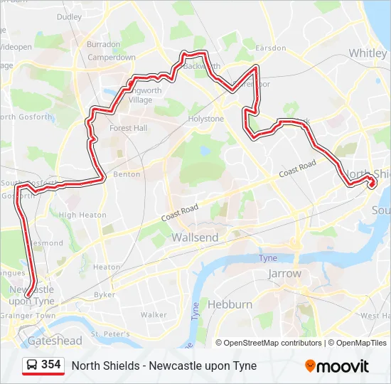 354 Route: Schedules, Stops & Maps - Newcastle upon Tyne (Updated)
