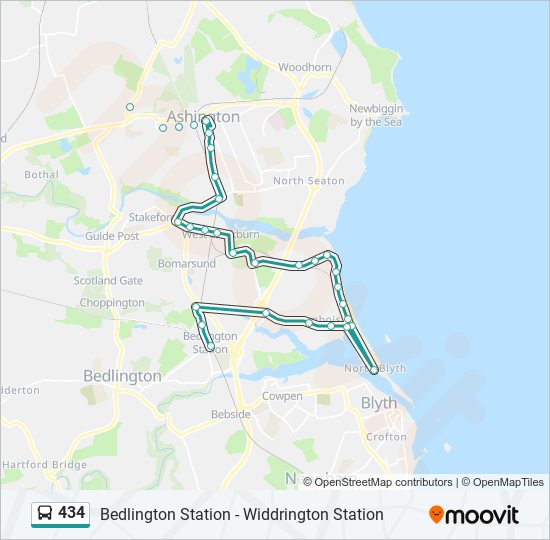 434 Route: Schedules, Stops & Maps - Bedlington Station (Updated)