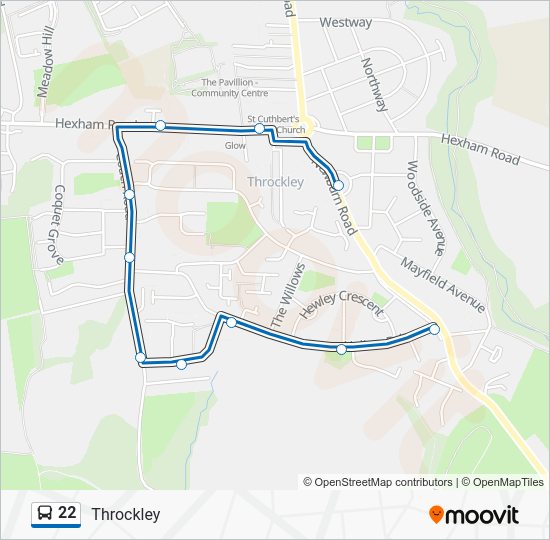 22 Route: Schedules, Stops & Maps - Throckley (Updated)