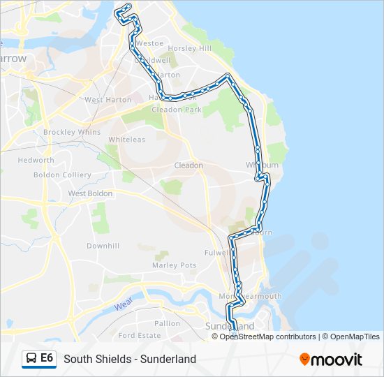 E6 Route: Schedules, Stops & Maps - Sunderland (Updated)