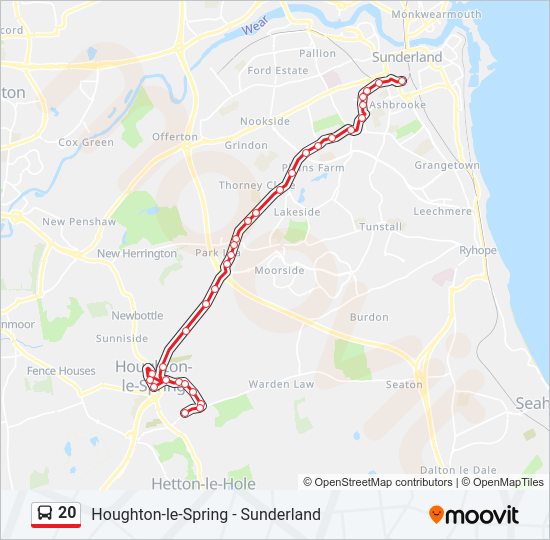 20 Route: Schedules, Stops & Maps - Houghton-Le-Spring (Updated)