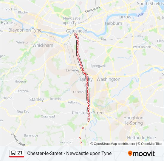 21 Route: Schedules, Stops & Maps - Gateshead (Updated)