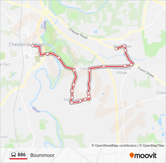 886 Route: Schedules, Stops & Maps - Bournmoor (Updated)