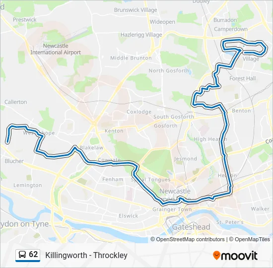 62 Route: Schedules, Stops & Maps - North Walbottle (Updated)