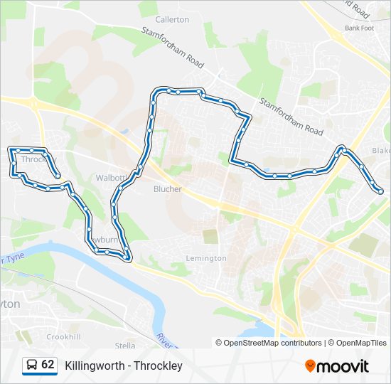 62 Route: Schedules, Stops & Maps - Slatyford (Updated)