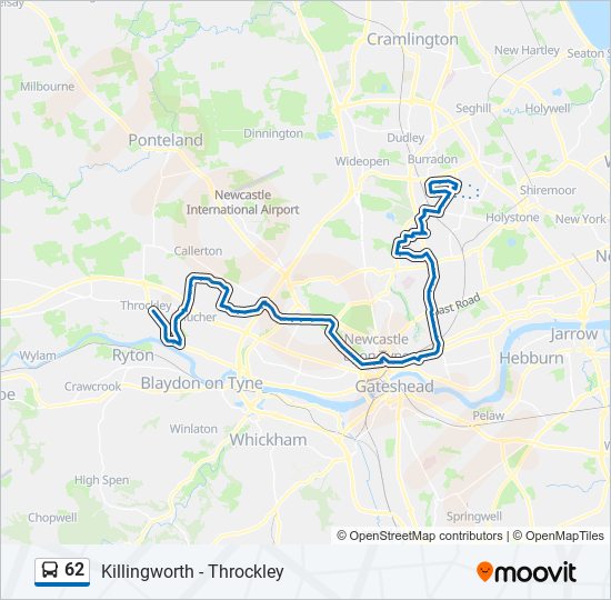 62 Route: Schedules, Stops & Maps - Throckley (Updated)