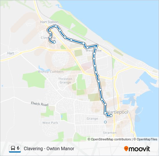 6 Route: Schedules, Stops & Maps - Hartlepool (Updated)