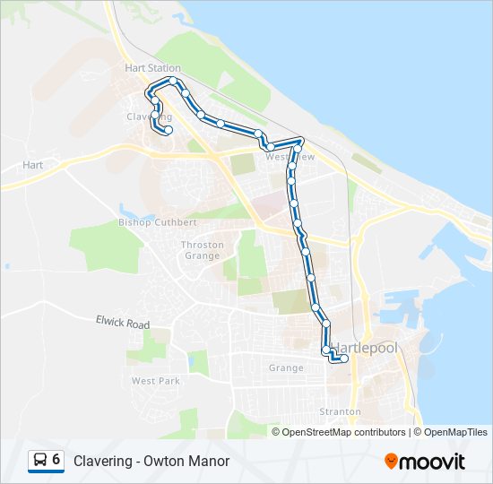 6 Route: Schedules, Stops & Maps - Hartlepool (Updated)