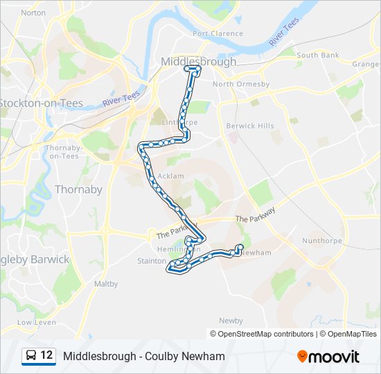 12 Route: Schedules, Stops & Maps - Coulby Newham (Updated)