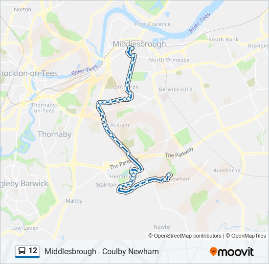 12 Route: Schedules, Stops & Maps - Middlesbrough (Updated)
