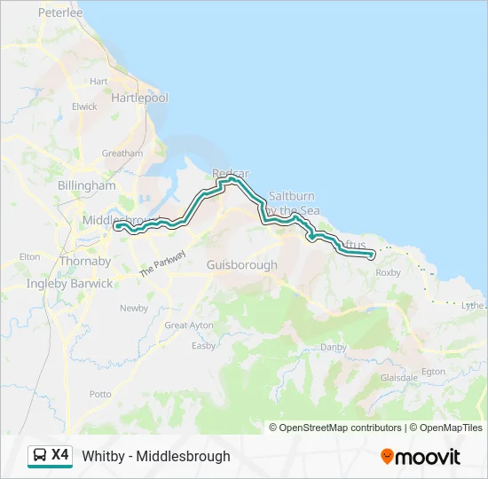 X4 Route: Schedules, Stops & Maps - Middlesbrough (Updated)