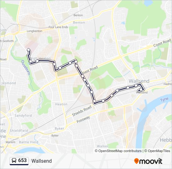 653 Route: Schedules, Stops & Maps - Wallsend (Updated)