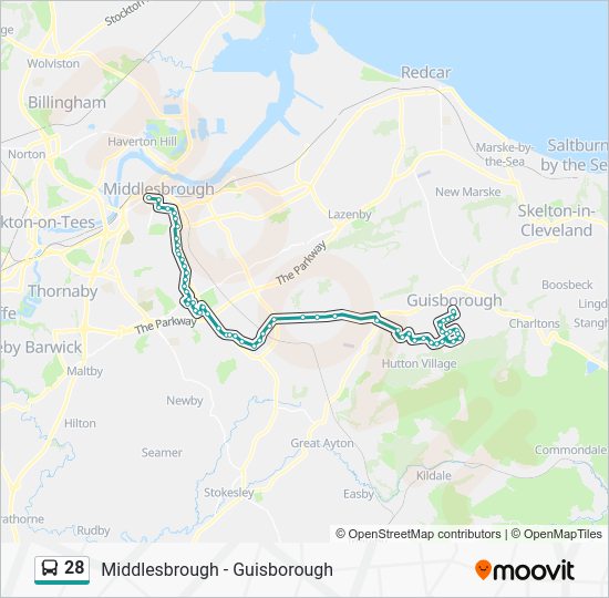 28 Route: Schedules, Stops & Maps - Guisborough (Updated)