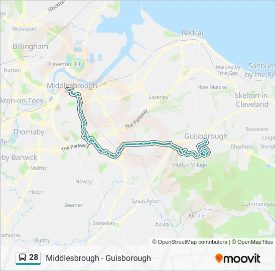 28 Route: Schedules, Stops & Maps - Guisborough (Updated)