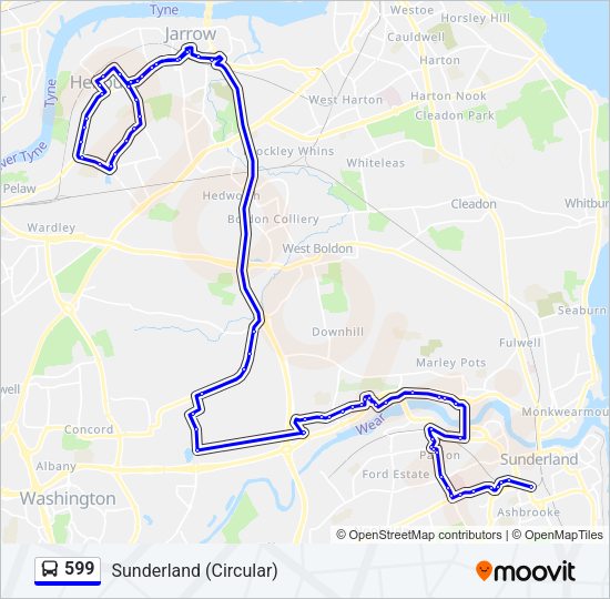 599 Route: Schedules, Stops & Maps - Jarrow (Updated)
