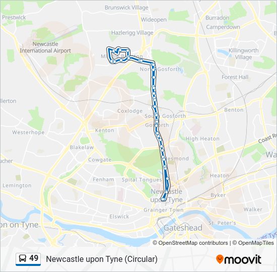 49 Route: Schedules, Stops & Maps - Newcastle upon Tyne (Updated)