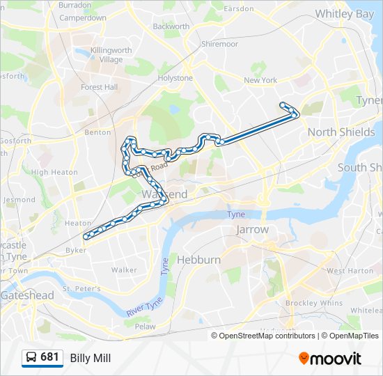 681 Route: Schedules, Stops & Maps - Billy Mill (Updated)