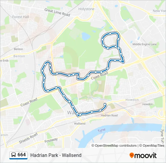 664 Route: Schedules, Stops & Maps - Wallsend (Updated)