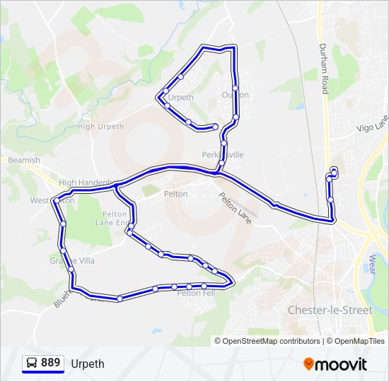 889 Route: Schedules, Stops & Maps - Urpeth (Updated)