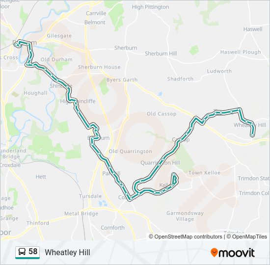 58 Route: Schedules, Stops & Maps - Wheatley Hill (Updated)