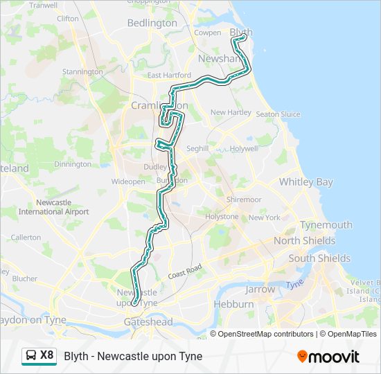 X8 Route: Schedules, Stops & Maps - Blyth (Updated)
