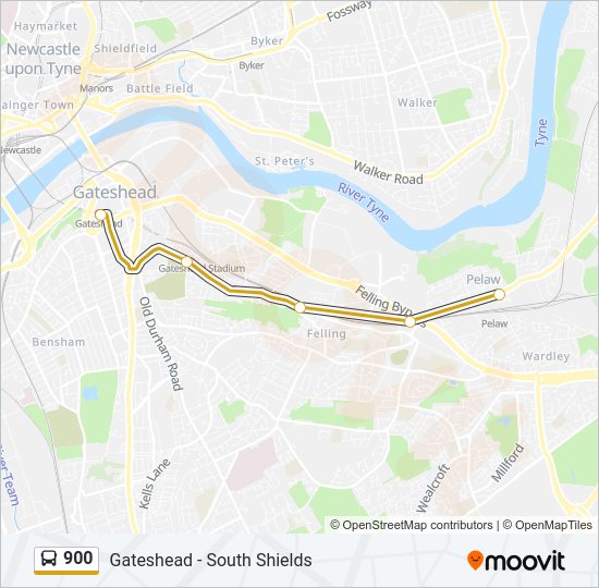 900 Route: Schedules, Stops & Maps - Gateshead (Updated)