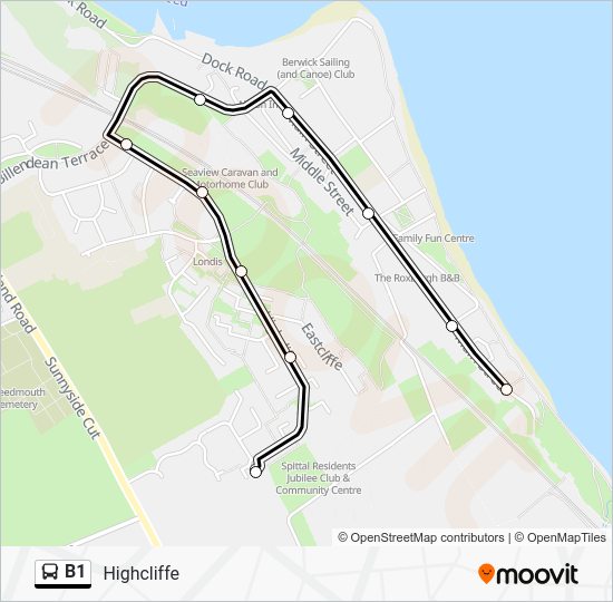 b1 Route: Schedules, Stops & Maps - Highcliffe (Updated)
