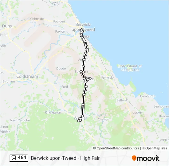 464 Route: Schedules, Stops & Maps - Berwick-Upon-Tweed (Updated)