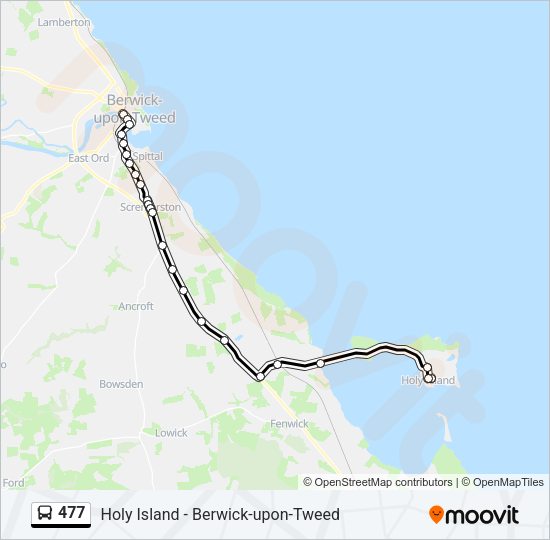 477 Route: Schedules, Stops & Maps - Berwick-Upon-Tweed (Updated)