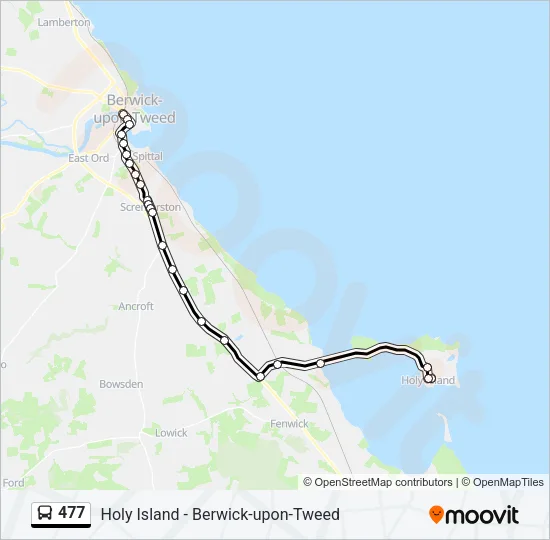 477 Route: Schedules, Stops & Maps - Berwick-Upon-Tweed (Updated)