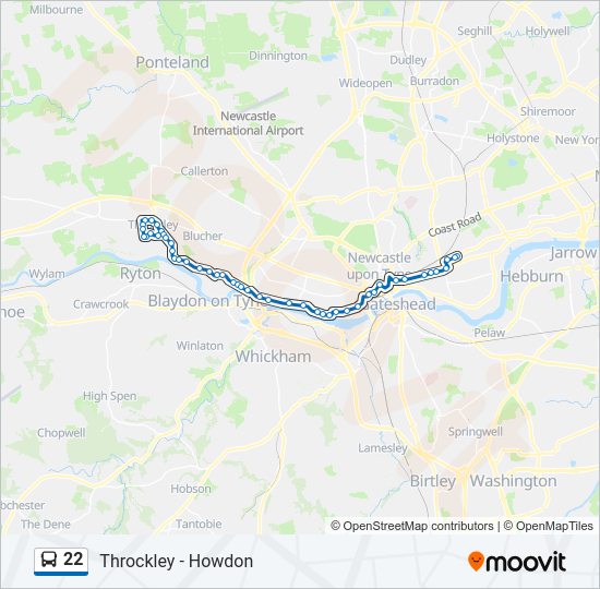 22 Route: Schedules, Stops & Maps - Byker (Updated)