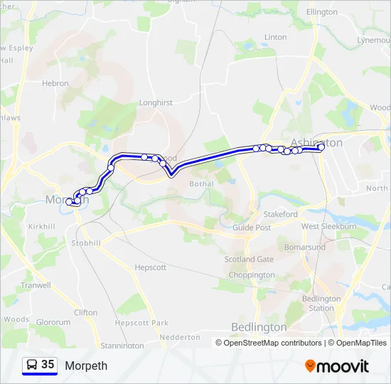 35 Route: Schedules, Stops & Maps - Morpeth (Updated)
