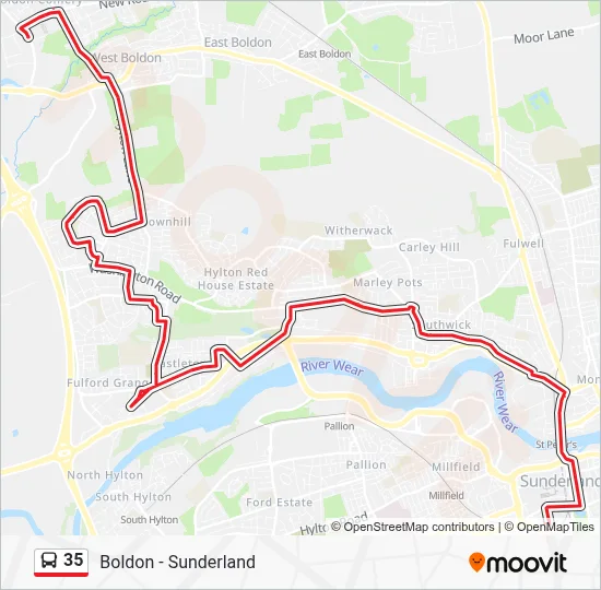 35 Route: Schedules, Stops & Maps - Sunderland (Updated)