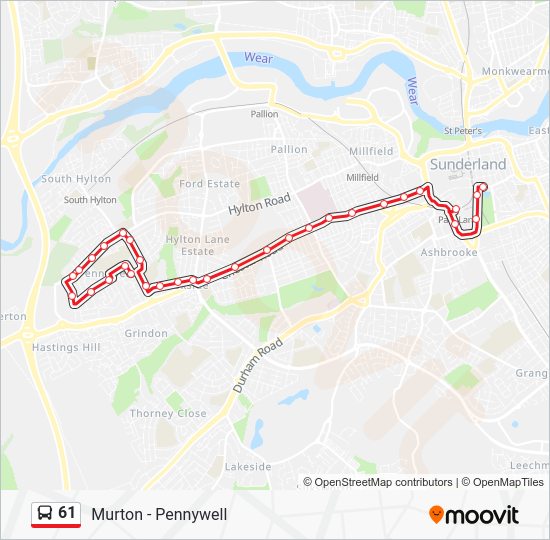 61 Route: Schedules, Stops & Maps - Sunderland (Updated)