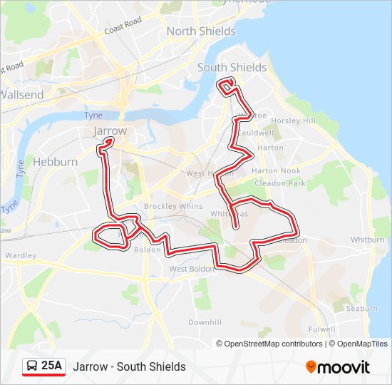 25a Route: Schedules, Stops & Maps - Jarrow (Updated)