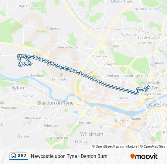 X82 Route: Schedules, Stops & Maps - Denton Burn (Updated)