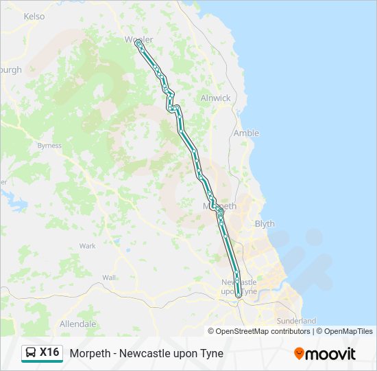 X16 Route: Schedules, Stops & Maps - Wooler (Updated)