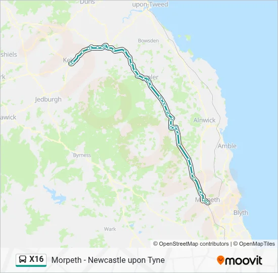 X16 Route: Schedules, Stops & Maps - Morpeth (Updated)