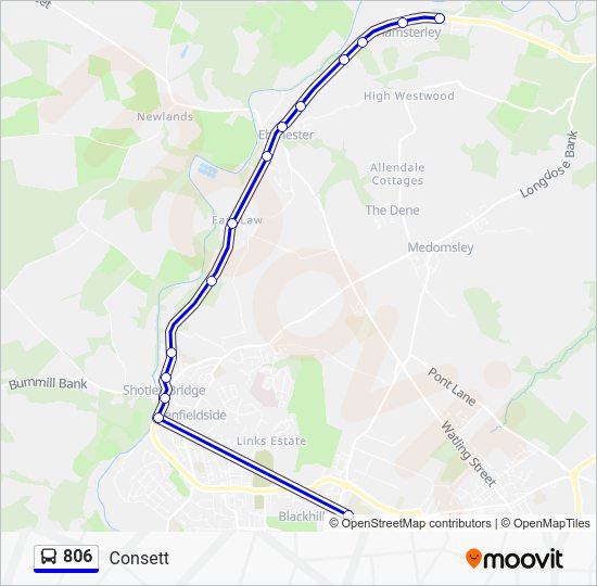 806 Route: Schedules, Stops & Maps - Consett (Updated)