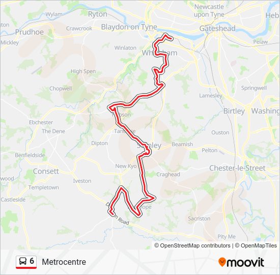 6 Route: Schedules, Stops & Maps - Metrocentre (Updated)