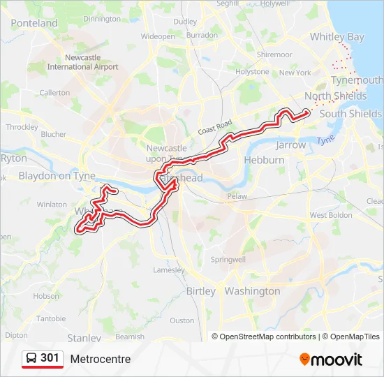 301 Route: Schedules, Stops & Maps - Metrocentre (Updated)