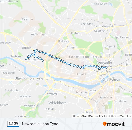 39 Route: Schedules, Stops & Maps - Newcastle upon Tyne (Updated)