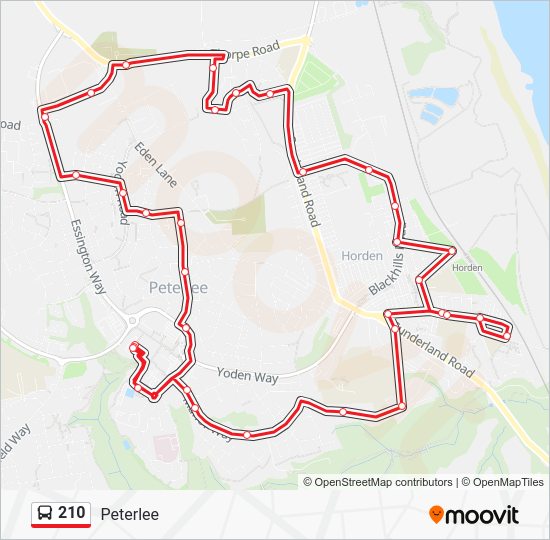 210 Route: Schedules, Stops & Maps - Peterlee (Updated)