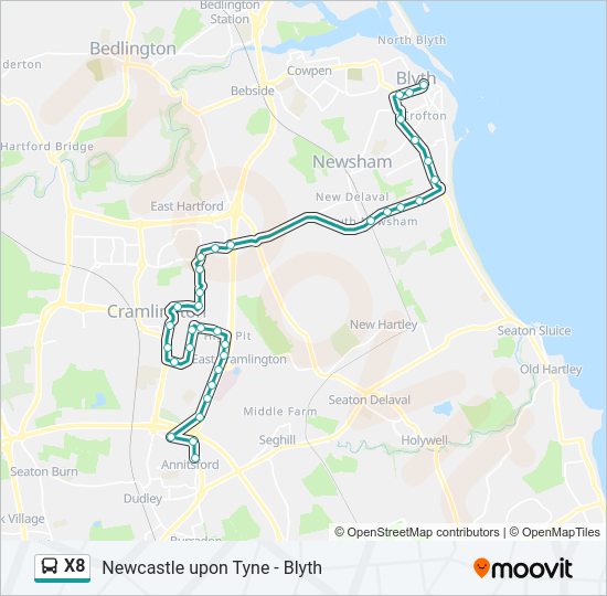 x8 Route: Schedules, Stops & Maps - Annitsford (Updated)