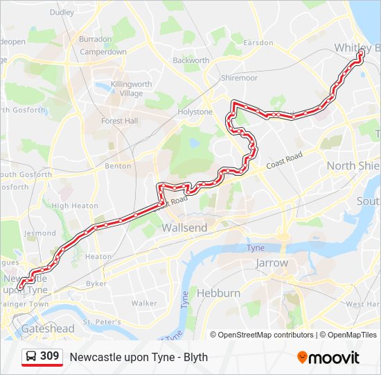 309 Route: Schedules, Stops & Maps - Whitley Bay (Updated)