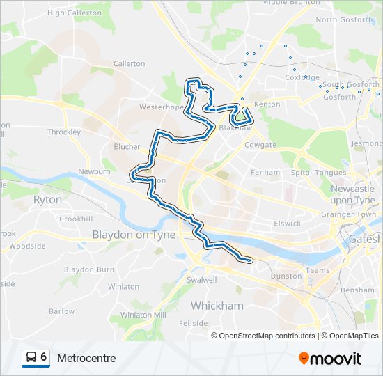 6 Route: Schedules, Stops & Maps - Metrocentre (Updated)